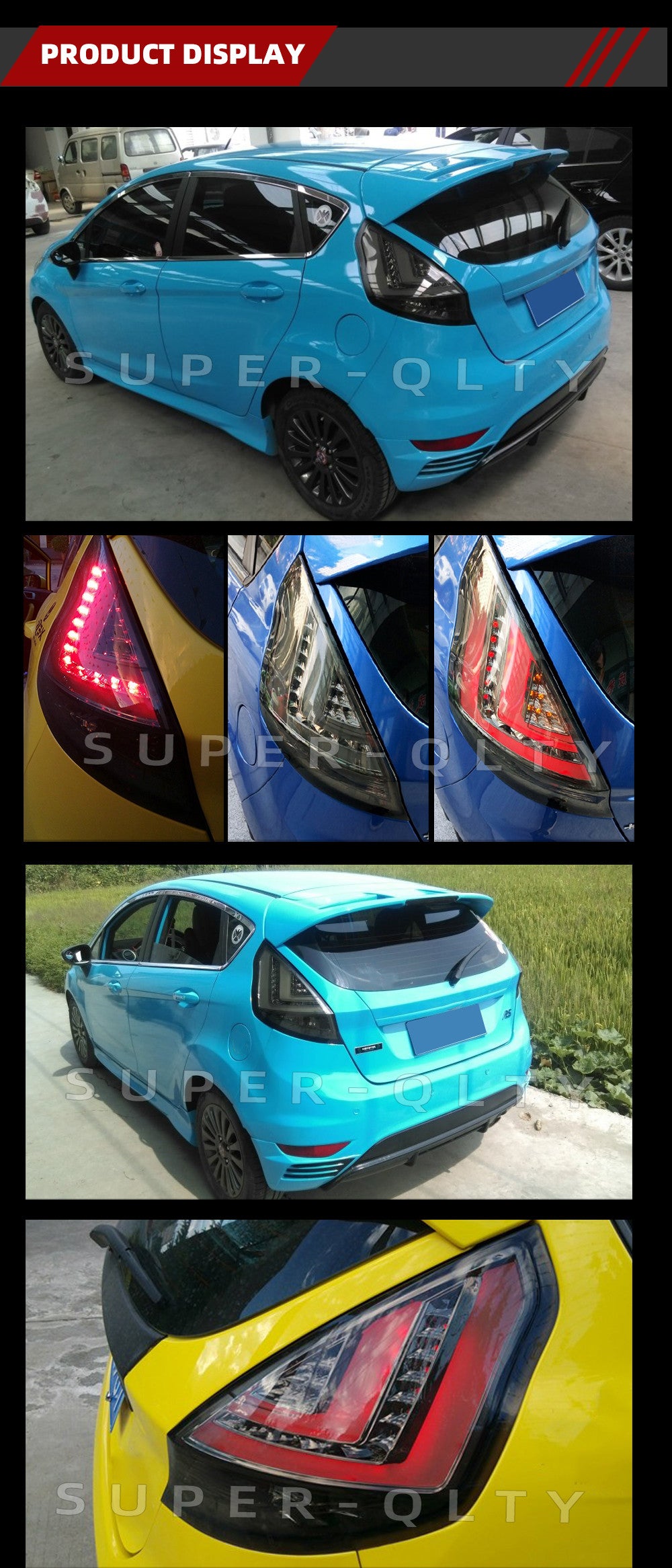 Ford Fiesta 2009-2012 2013-2017 Modified Tail light,Brake & Rear Fog L ...