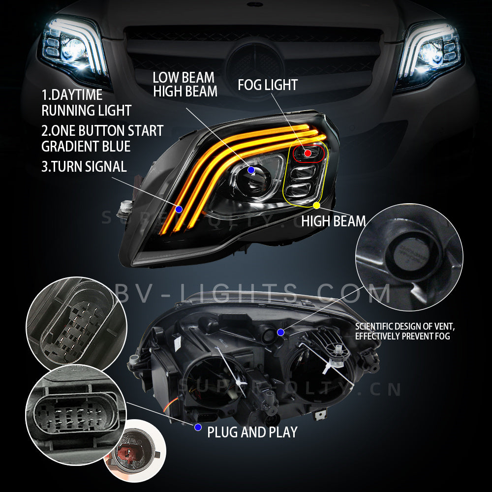 Modified LED Headlight for Mercedes Benz GLK 2013-2016 upgrade full le ...