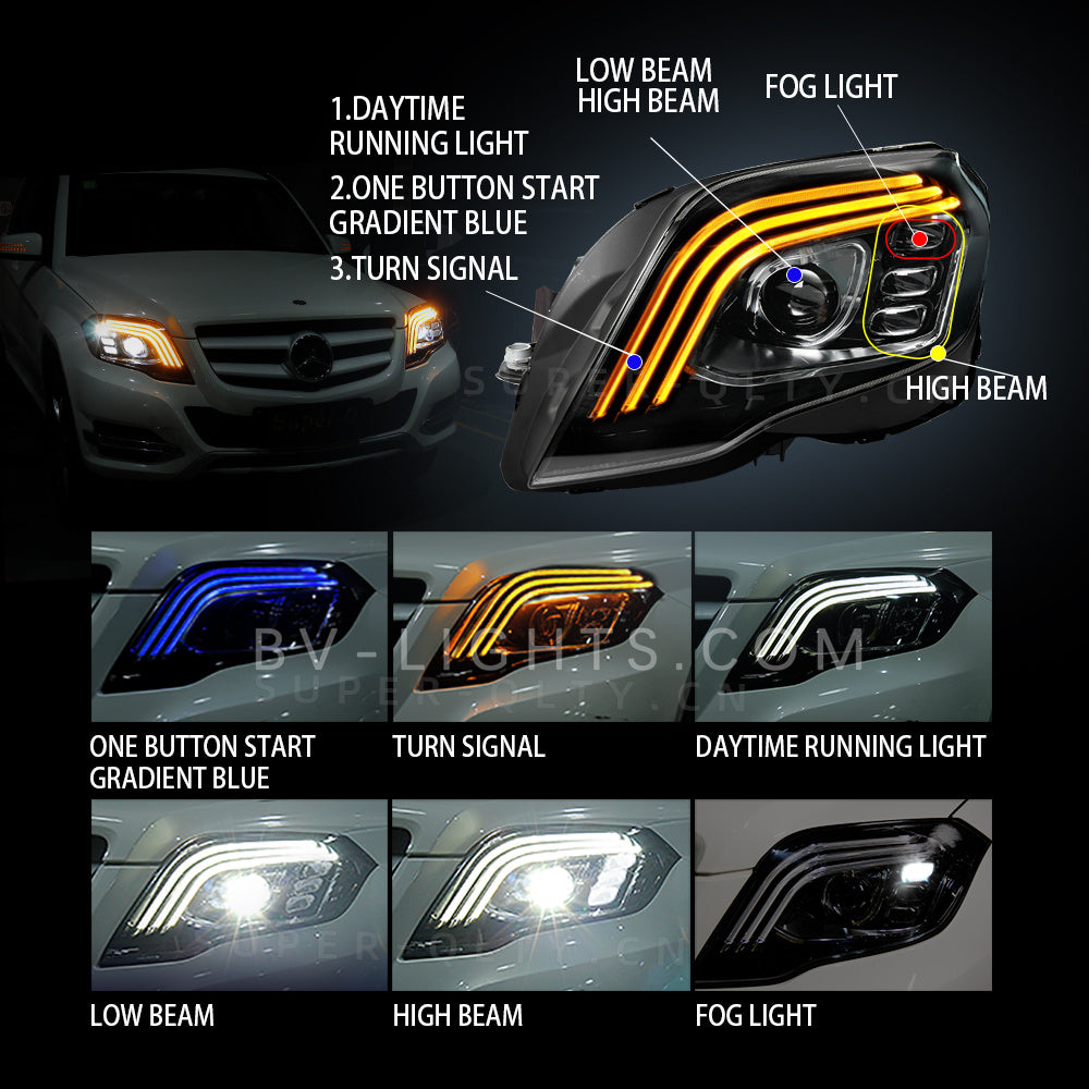 Modified LED Headlight for Mercedes Benz GLK 2013-2016 upgrade full le ...