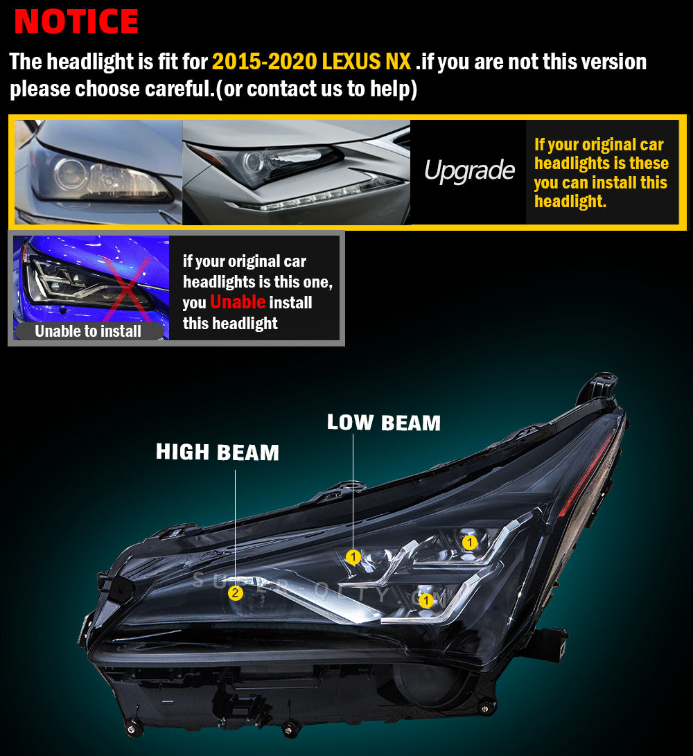 LED Headlight Assembly Head Lights 2015-2020 Lexus NX Z1 upgrade LED H ...